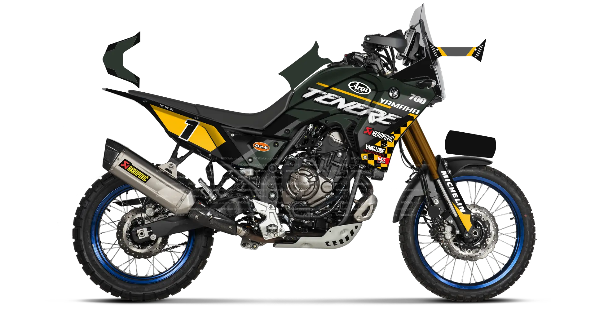 Yamaha Ténéré 700 LAB1 KHAKI Graphics Kit - Customizable Trail – MXlab