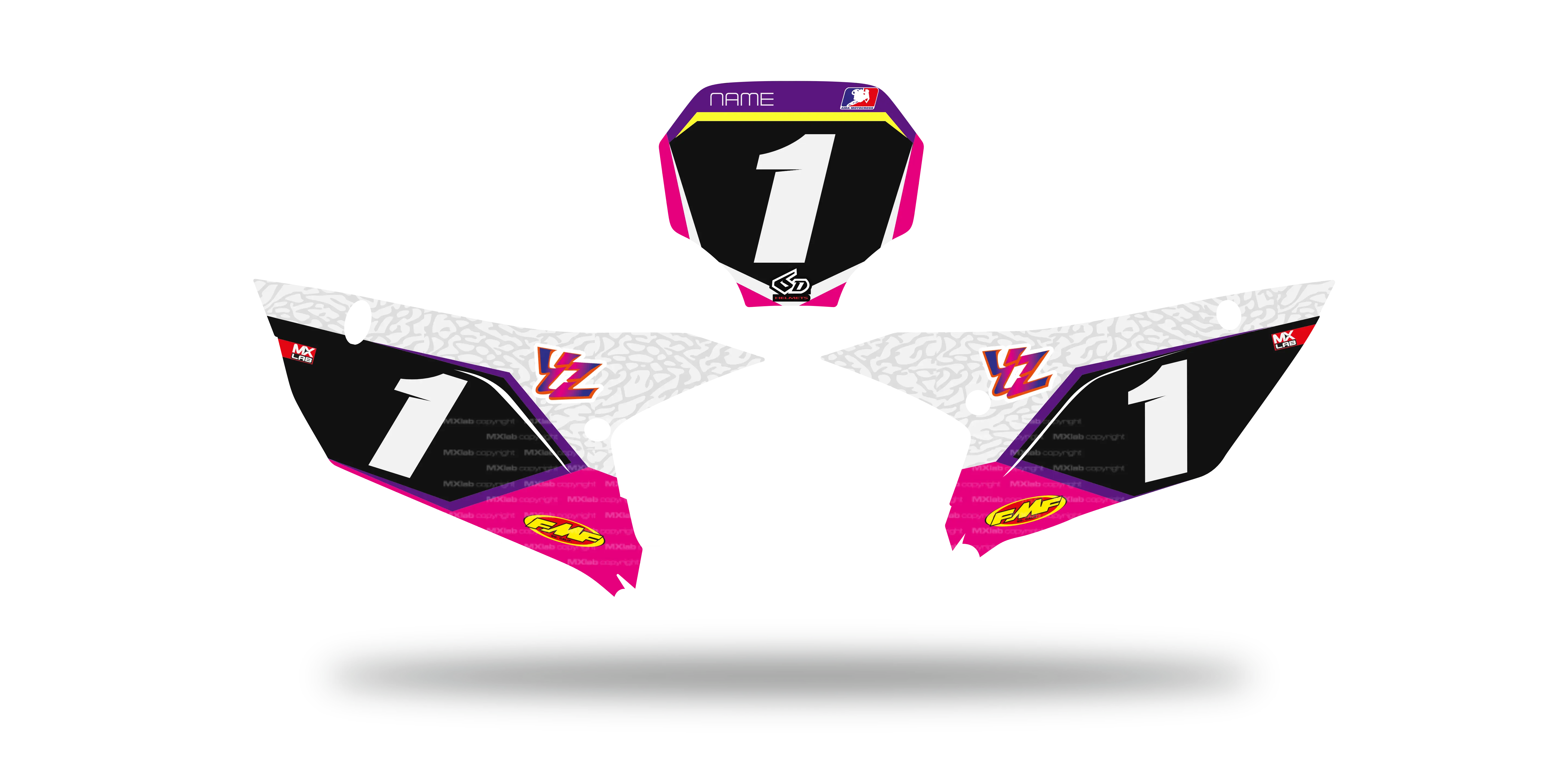 Yamaha YZF Number Boards LAB1 PINK - Motocross & Enduro customizable ...