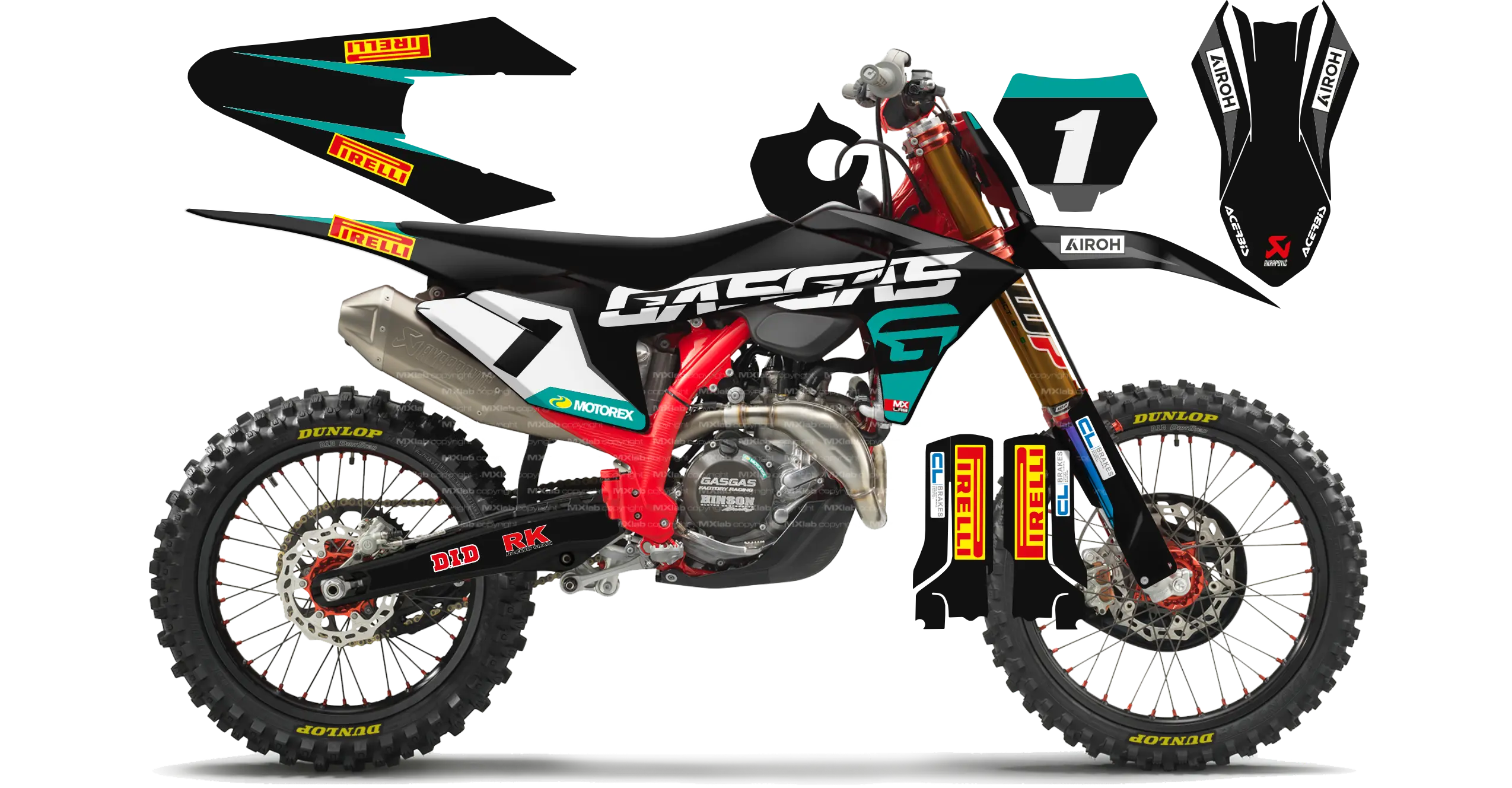 GasGas LAB1 BLACK Graphics Kit - Customizable Motocross & Enduro – MXlab