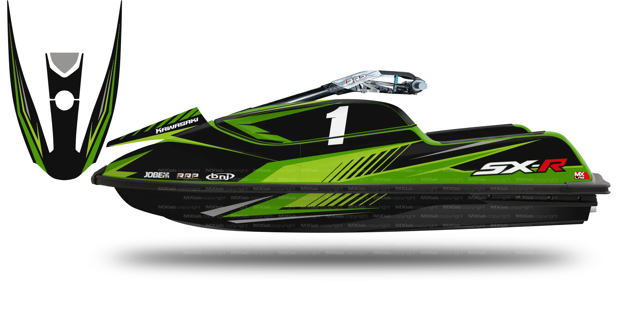 Kit déco jetski Kawasaki SXR 1500 LAB1 GREEN – Personnalisable – MXlab