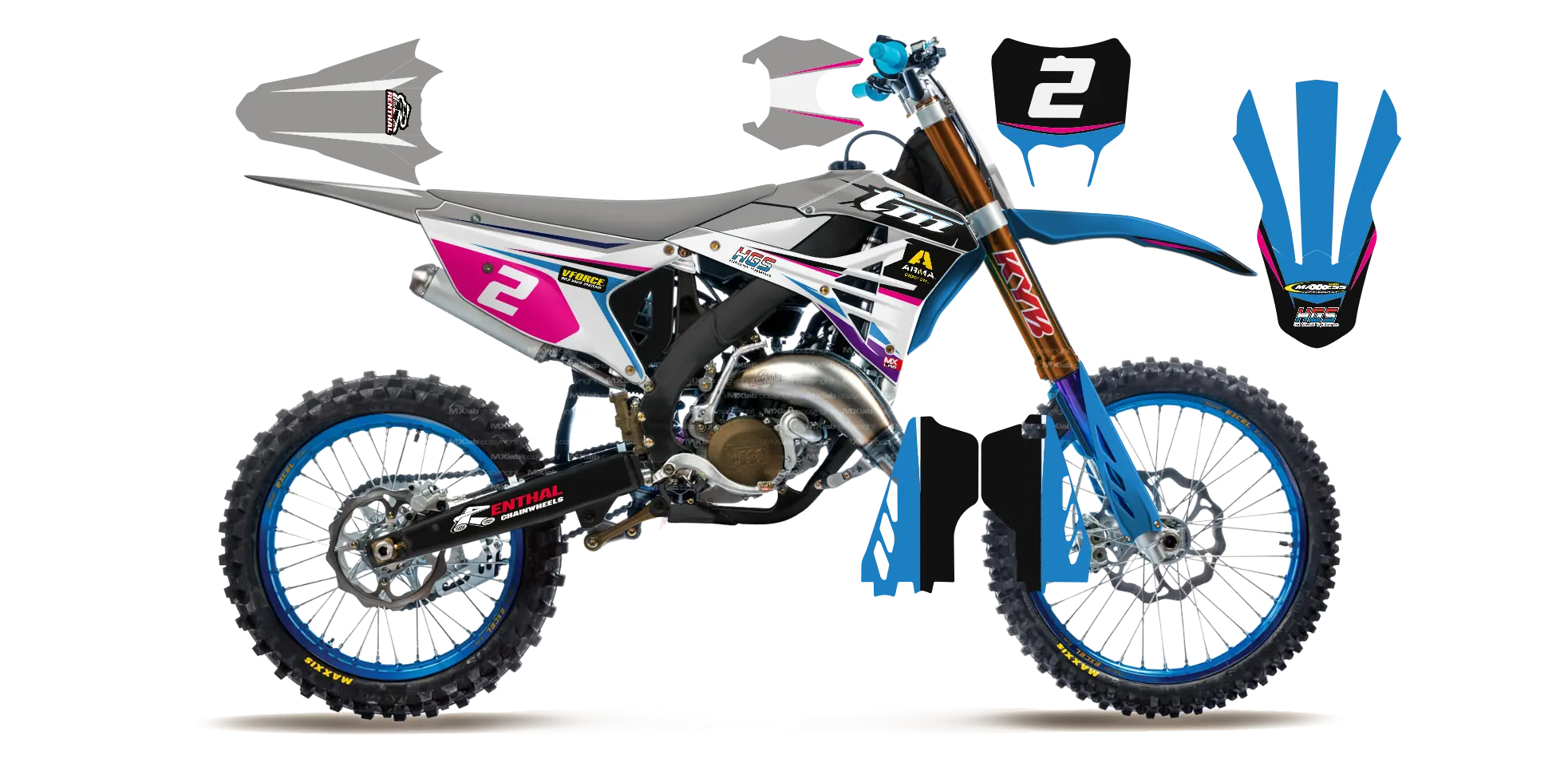 TM LAB2 GRAY Graphics Kit - Customizable Motocross & Enduro – MXlab